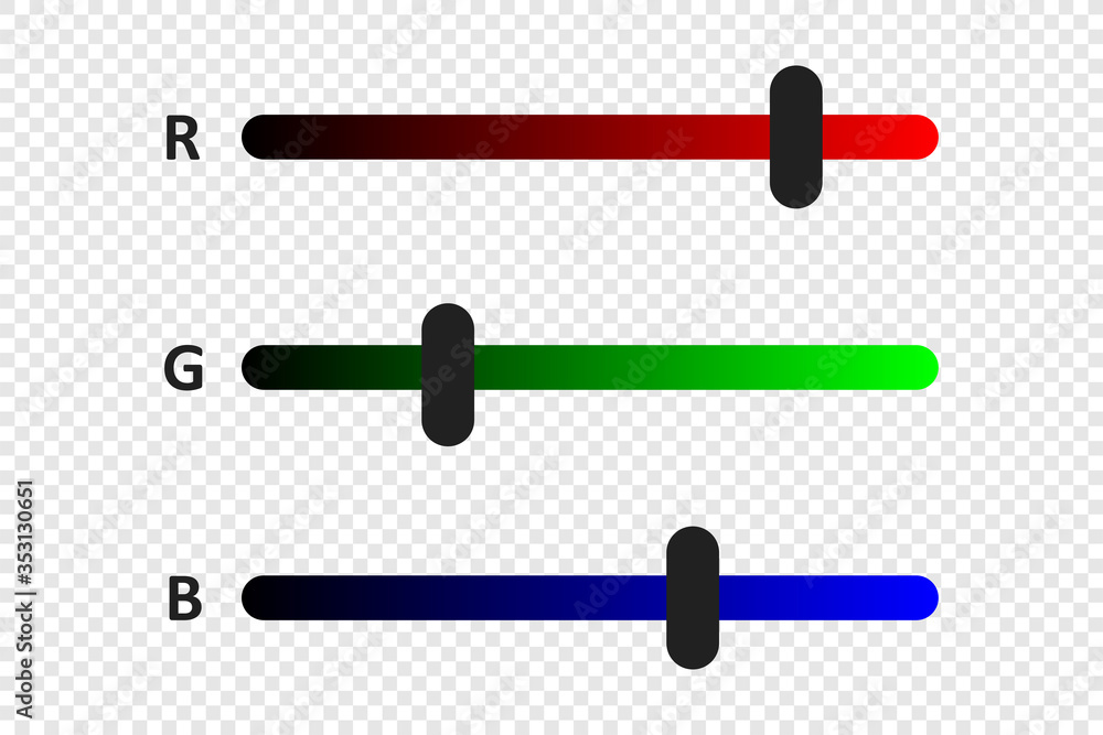 Rgb color concept illustration. Horizontal indicator ruler bar icon in ...