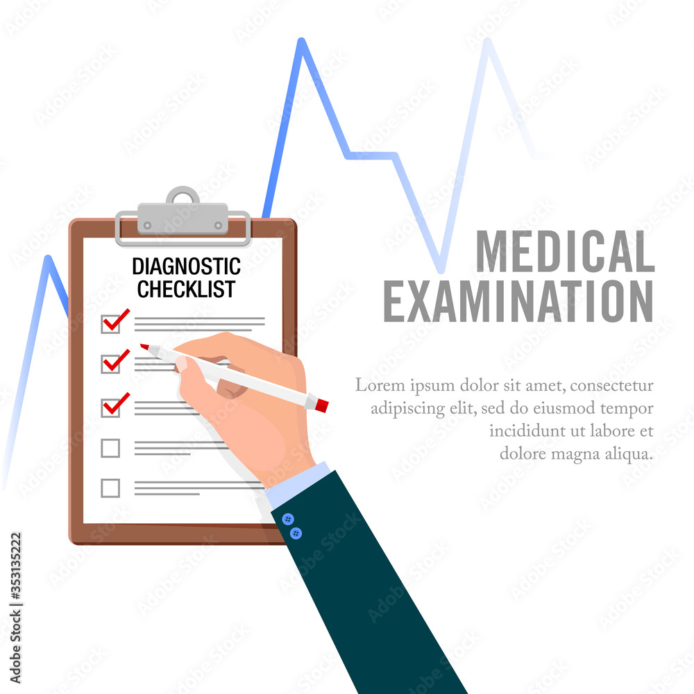 Vector illustration of health checklist inspection activities. Suitable ...