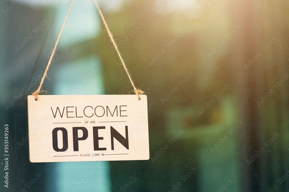 WELCOME WE ARE OPEN PLEASE COME IN notice sign wood board label hanging ...