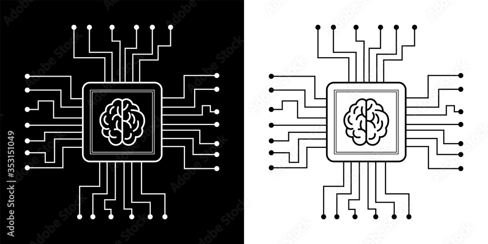 Logo - Neural networks, stylization in the form of a neural cell and a ...