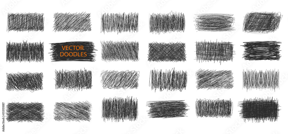 Doodles vector set. Pen sketches. Drawn symbols, signs and frames ...