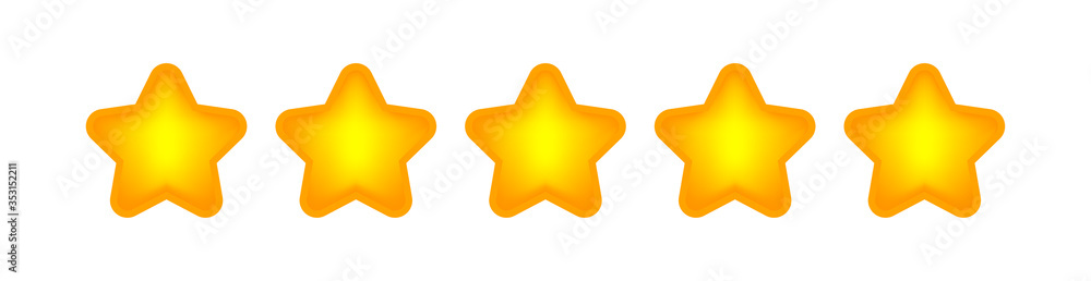 five stars icon cute isolated on white background, chic 5 star shape ...