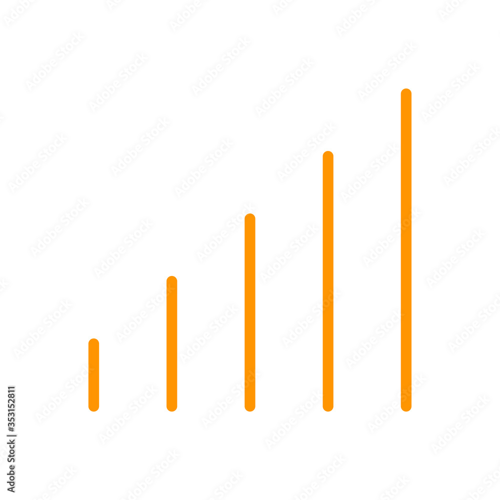 orange line graph symbol for icon, simple line bar chart, icon signal ...