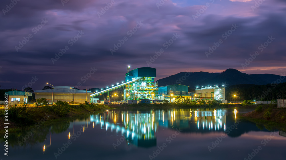 Biomass power plant Power plant and turbine generator and cooling tower ...
