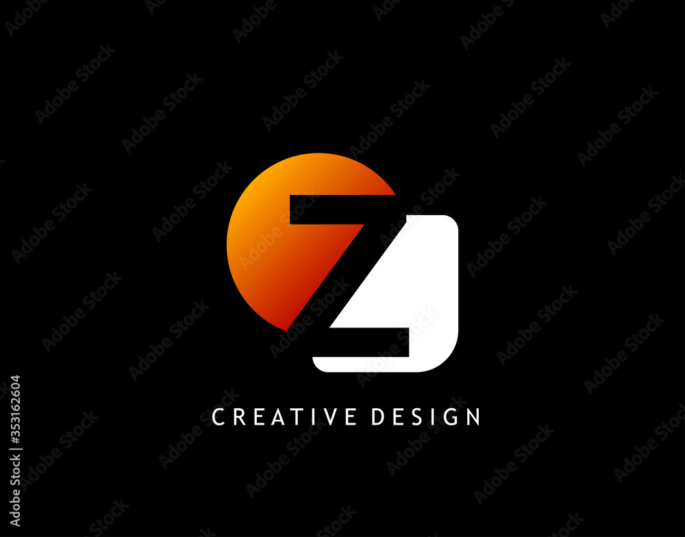 Z Letter Creative Negative Space , design concept geometric shape with ...