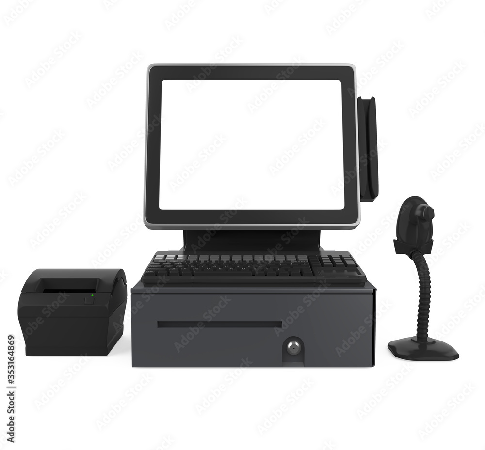 Point Of Sale System with Blank Screen Monitor Isolated Stock ...
