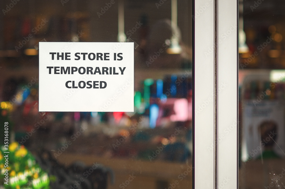 Paper with information about temporary closure of the store based on ...