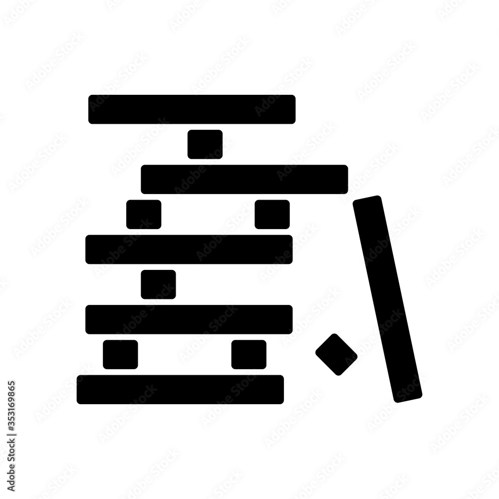 Wooden blocks game black glyph icon. Traditional party entertainment ...