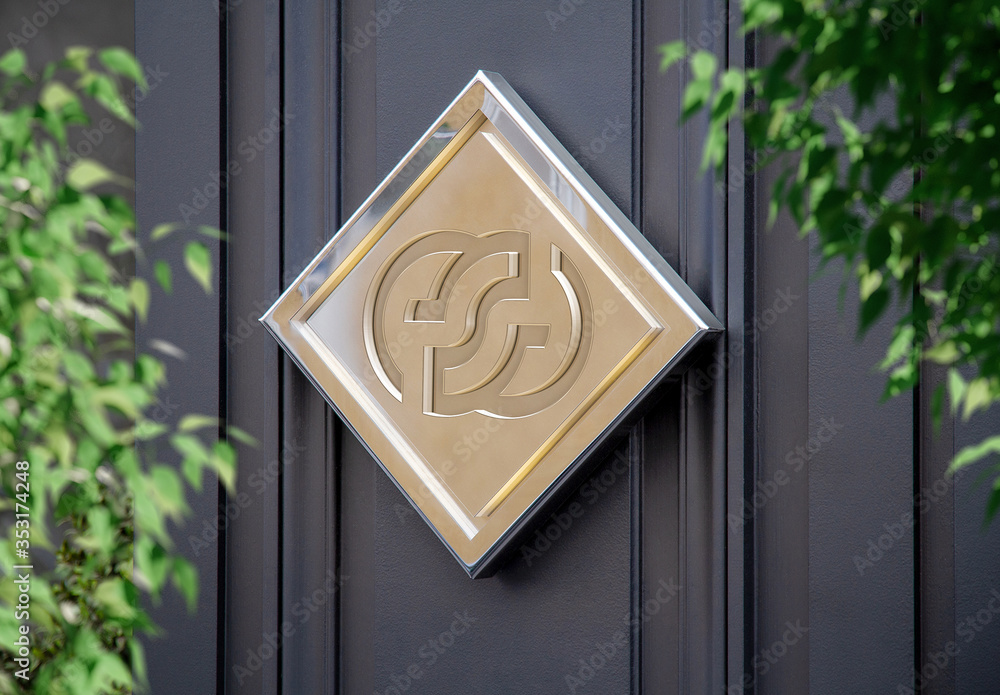 Logo on Metal Sign Mockup Stock Template | Adobe Stock