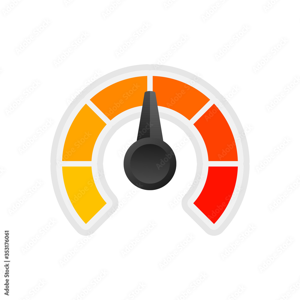 Round temperature gauge, isolated on white background. Colored ...