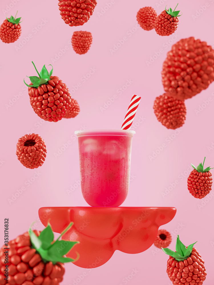 Minimal Beverage background for smoothie and drink presentation. Red ...