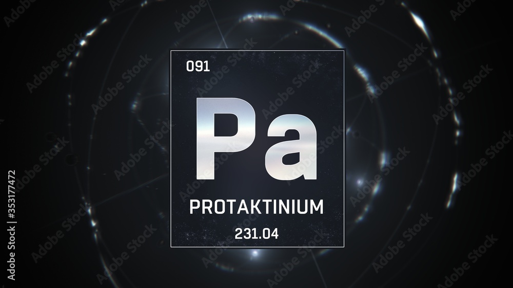 3D illustration of Protactinium as Element 91 of the Periodic Table ...
