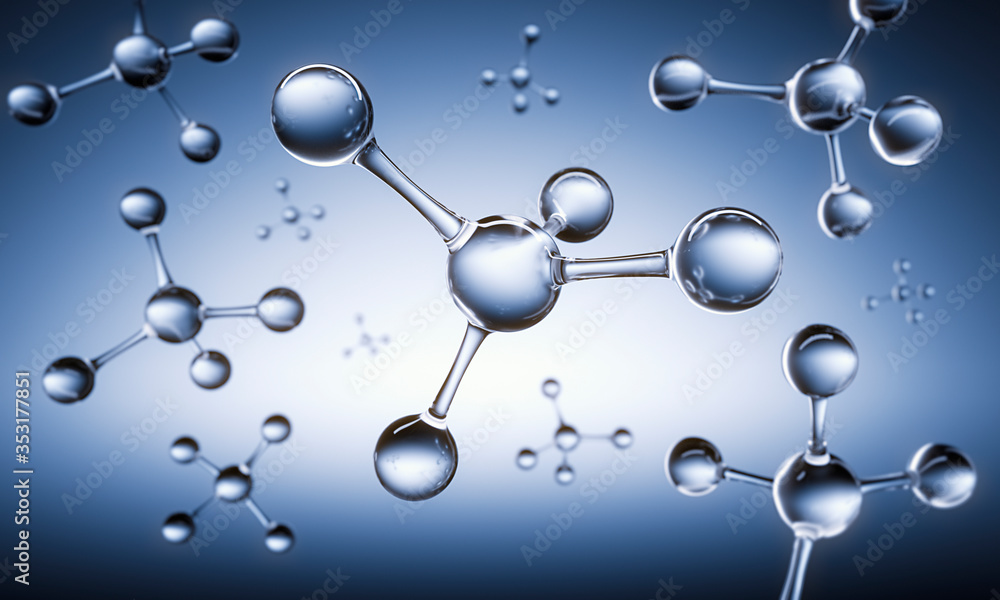 Photo & Art Print Stylized Methane Molecules floating with dark ...