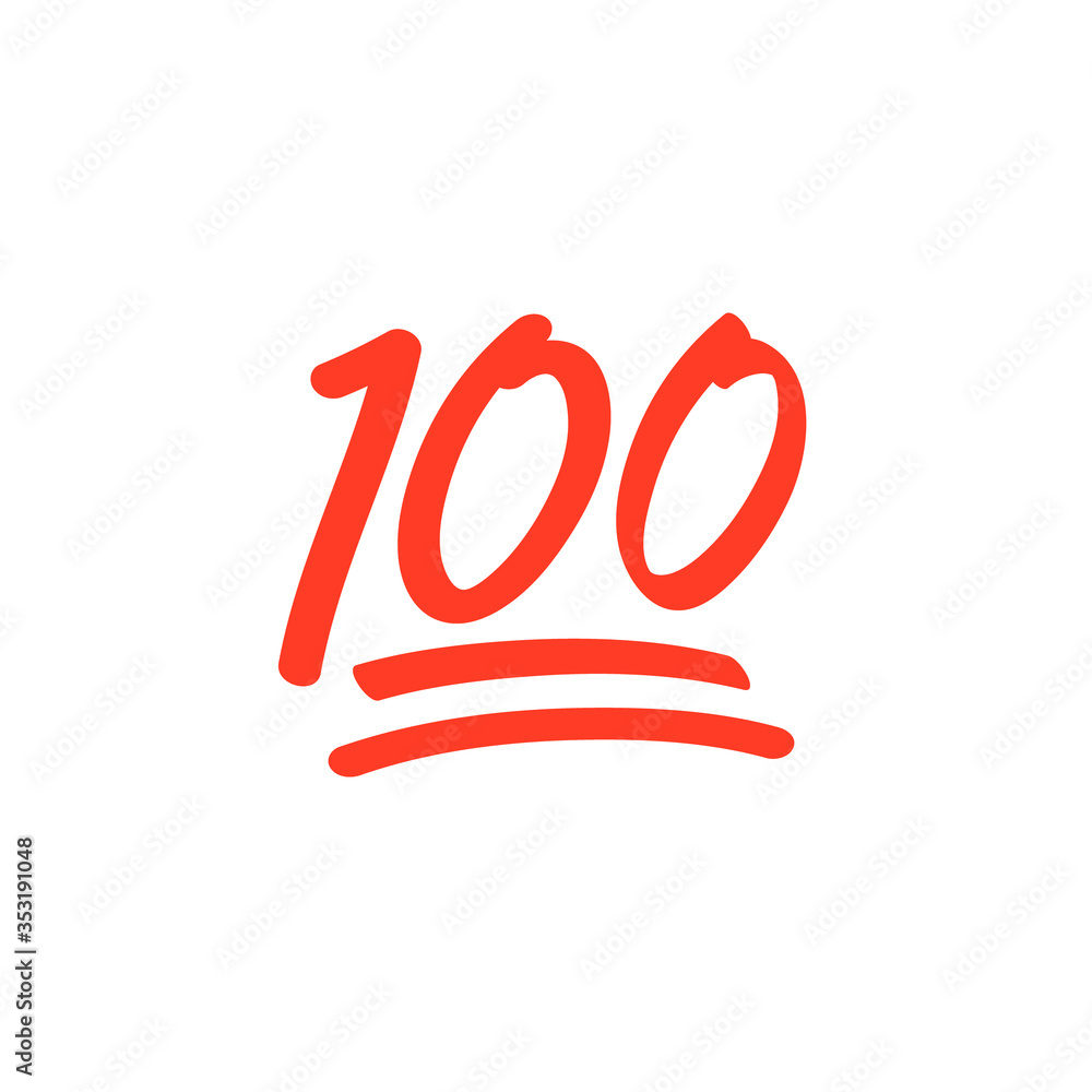 100 hundred emoticon vector icon. 100 emoji score sticker Stock Vector ...