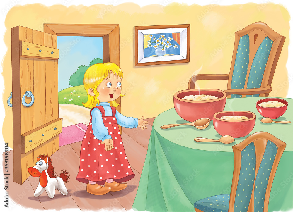 Goldilocks and the three bears. Fairy tale. Illustration for children ...