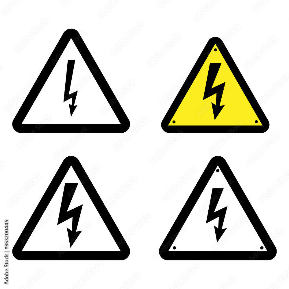 Symbol electricity. Triangular black icon of electricity. Power outage ...