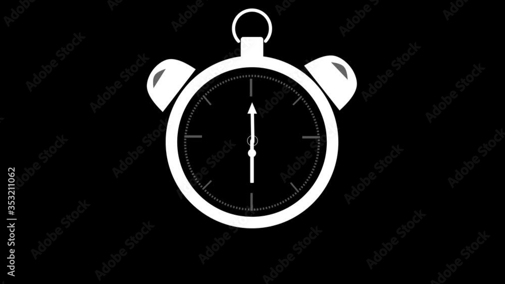 stopwatch animation small black and white cartoon look stopwatch on ...