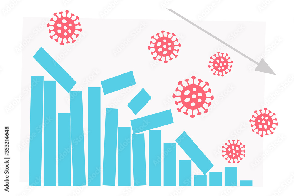 Stock market crash. Coronavirus symbol crashing the candlesticks on the ...