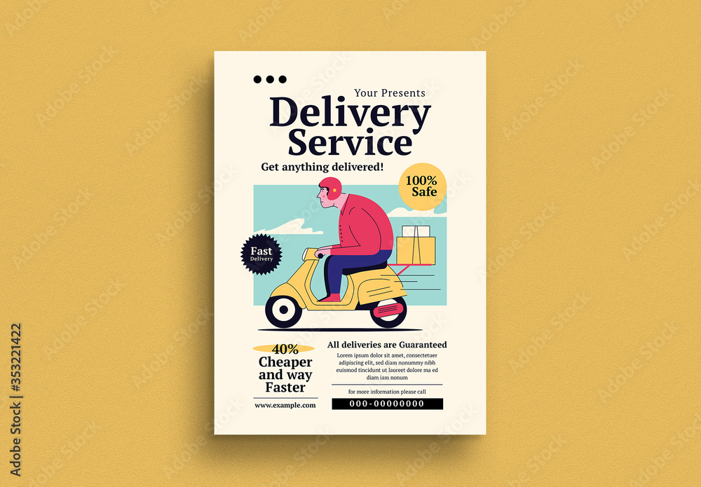 Delivery Service Flyer Layout Stock Template | Adobe Stock