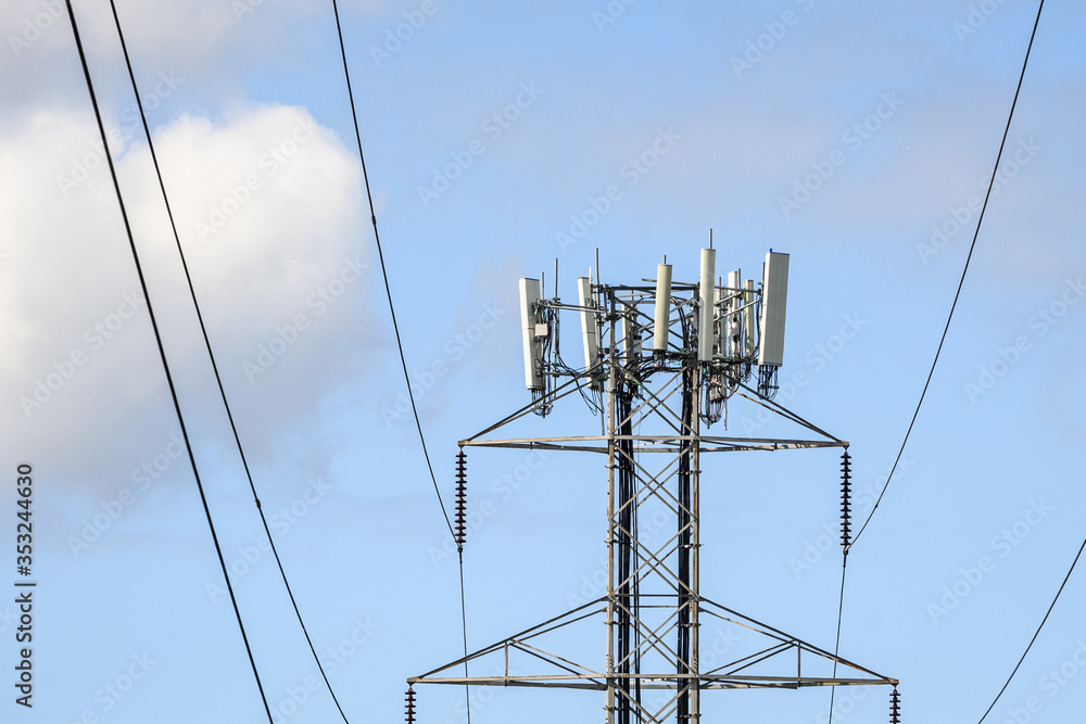 High transmission power lines, self-supporting tower with mobility ...