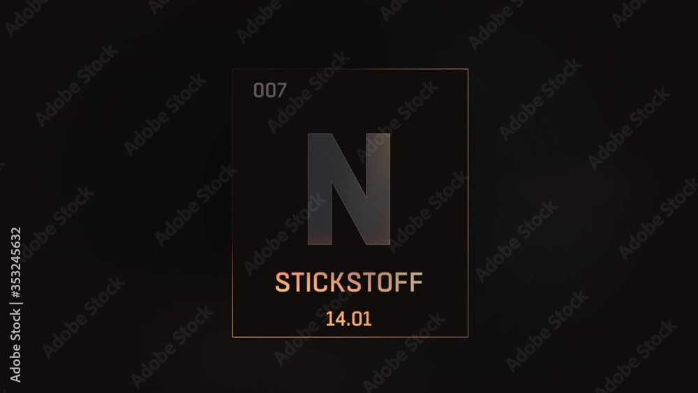 Nitrogen as Element 7 of the Periodic Table. Seamlessly looping 3D ...