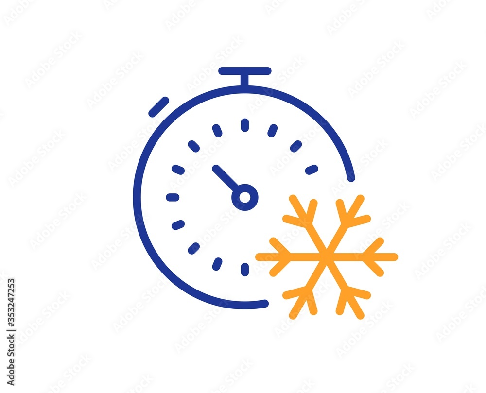 Freezing timer line icon. AC cold temperature sign. Fridge function ...