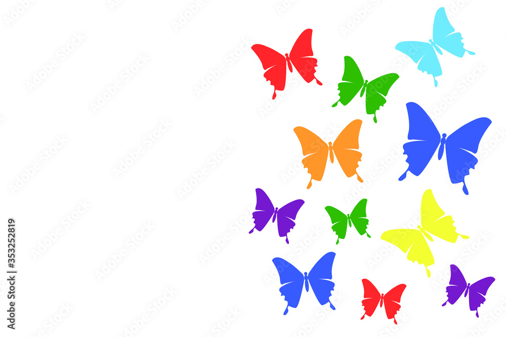Illustration White background rainbow butterfly transform liberate ...