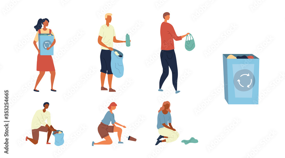 Concept Of Zero Waste, Recycling And Save Planet. Characters Clean ...
