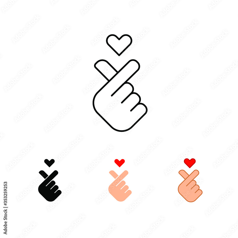 Korean love sign with cute finger hearth gesture. I love you in korean ...