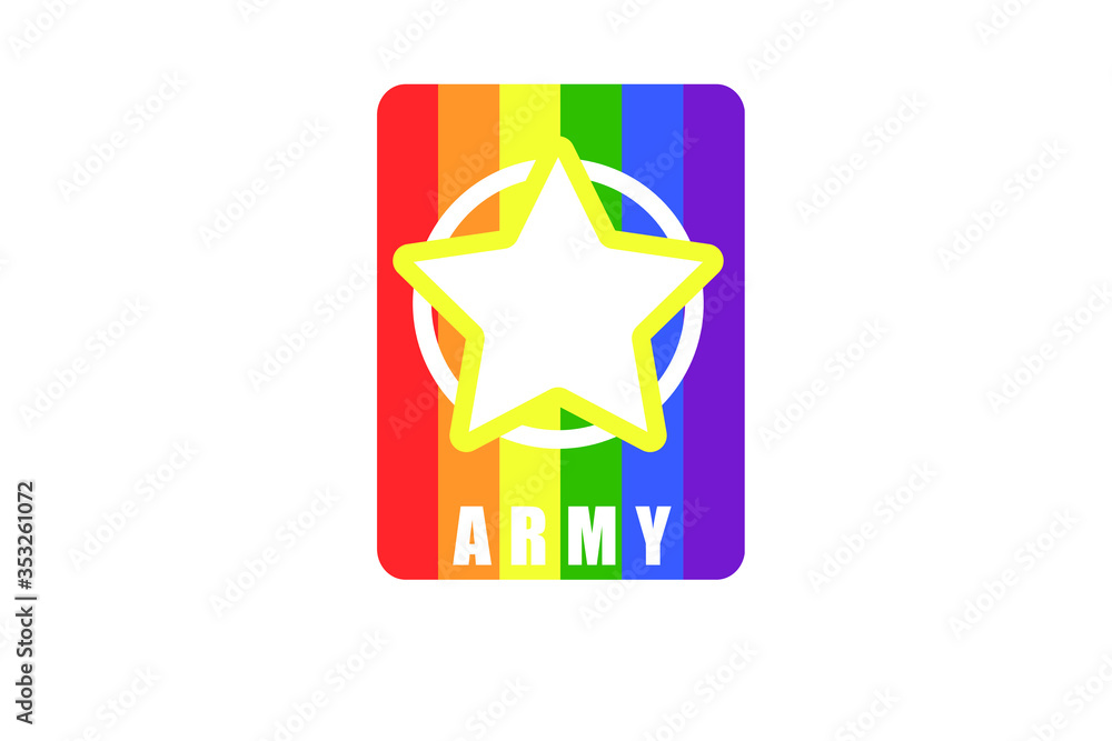 Military army symbol with LGBT equal human right concept. Icon soldier ...