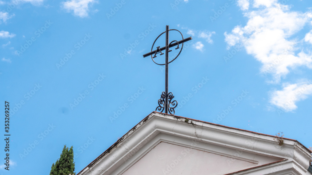 cross with alpha and omega symbols of antiquity, symbolism, religions ...