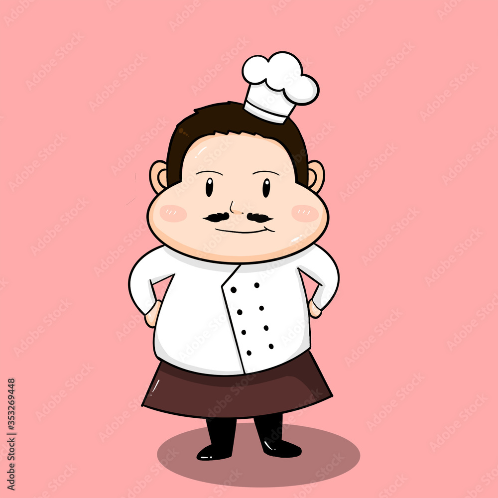 chubby fat boy cartoon chef Stock Illustration | Adobe Stock