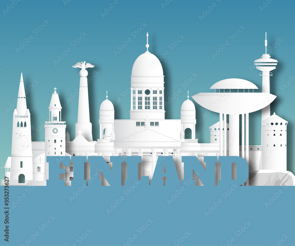 Finland Landmark Global Travel And Journey paper background. Vector ...