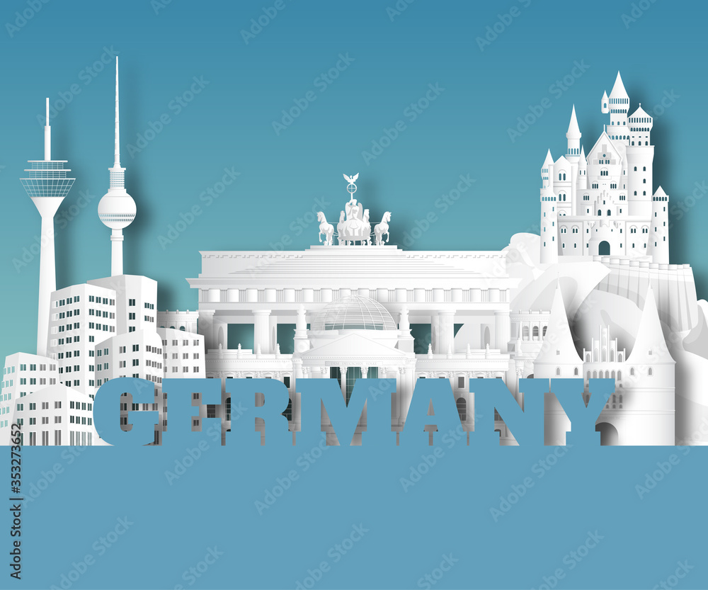 France Landmark Global Travel And Journey paper background. Vector ...