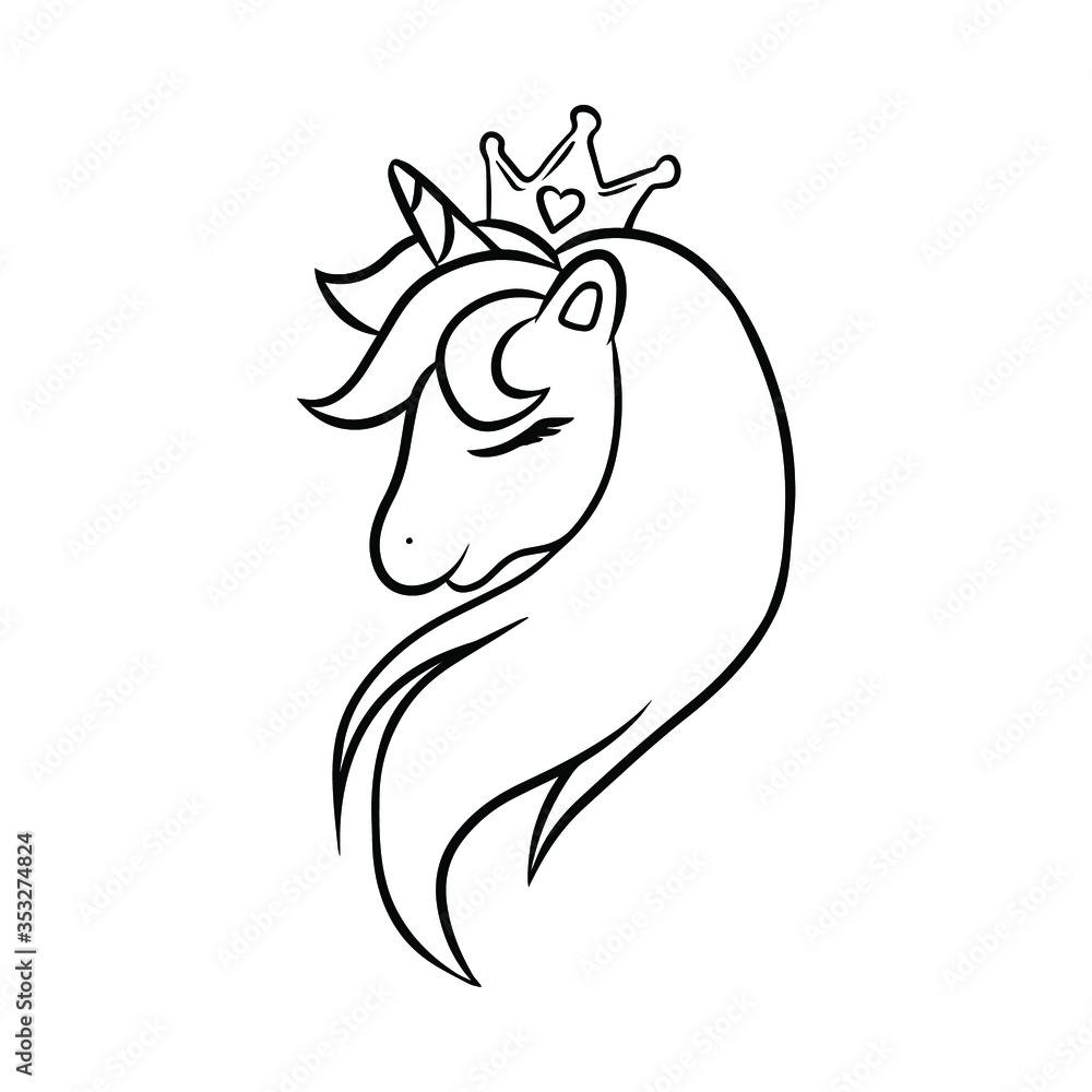 Unicorn Head Line Art at Eusebio Gonzalez blog