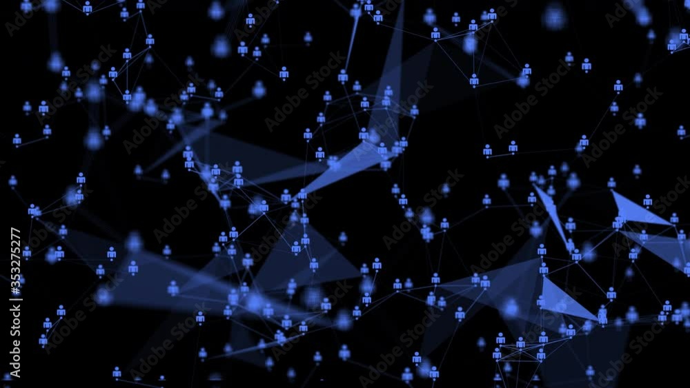 4k abstract Digital background with graph made of nodes with social ...