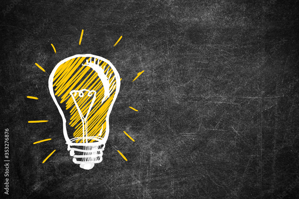 Light bulb drawing as symbol of idea on chalkboard Stock Photo | Adobe ...