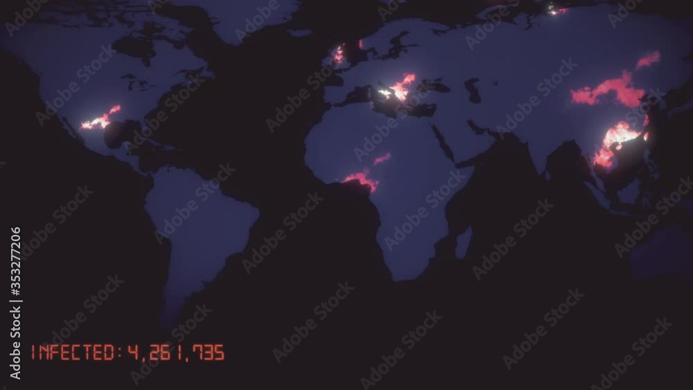 World map of spreading coronavirus COVID 19 pandemic with country ...