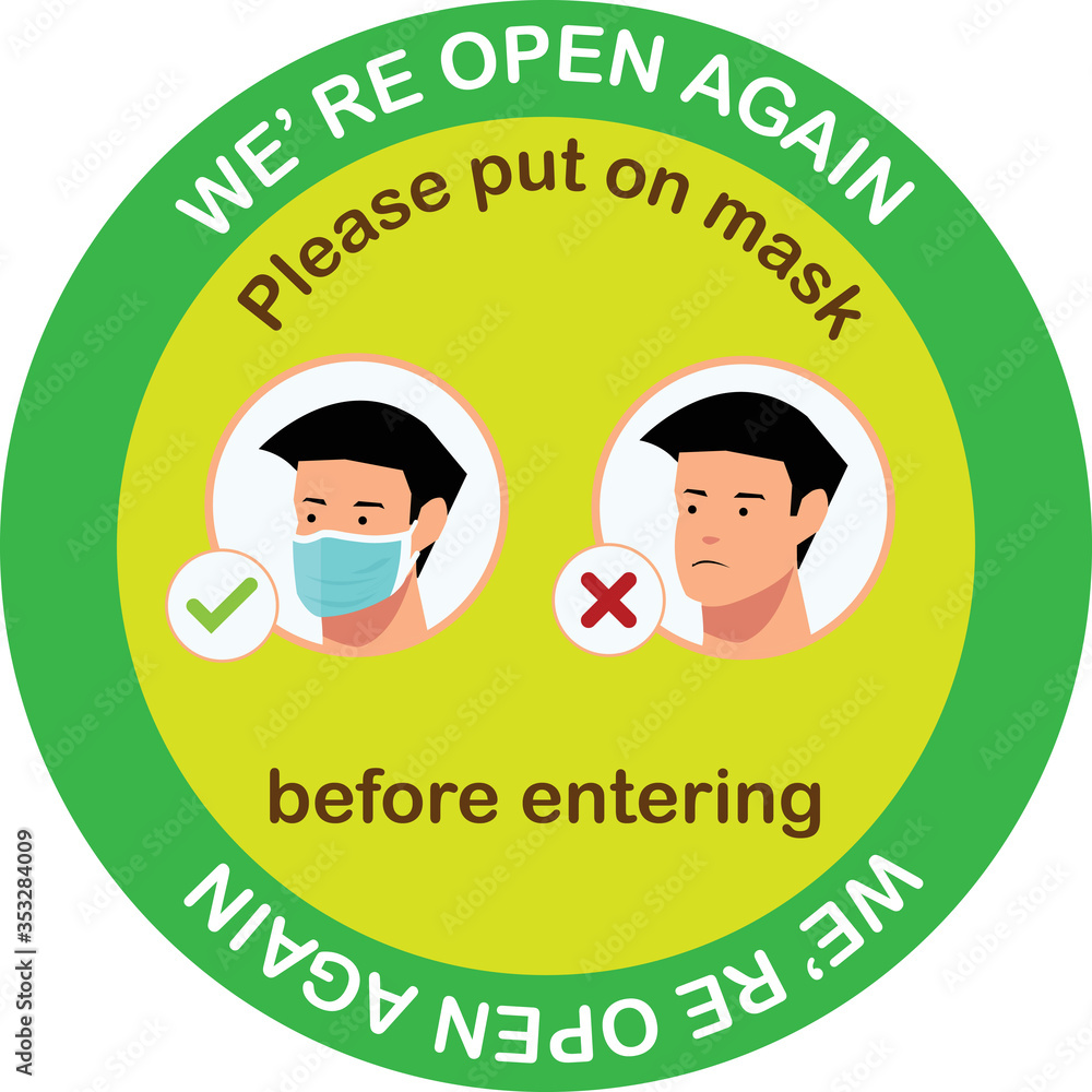 Please put on a mask before entering to the shop vector signage graphic ...