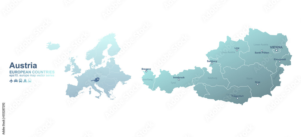 Vetor de austria map. european country vector map series. do Stock ...