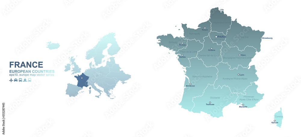 france map. european country vector map series. Stock Vector | Adobe Stock