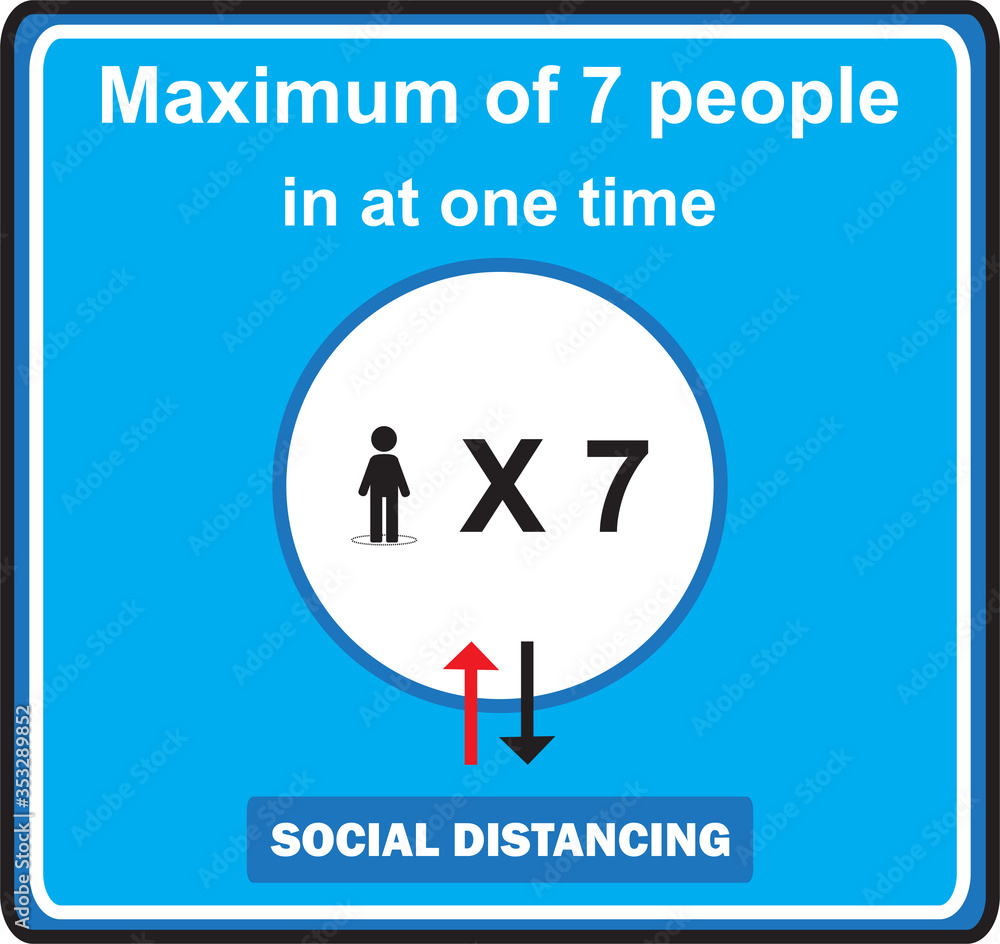 Maximum 7 people allowed in the shop or store at one time signage, sign ...