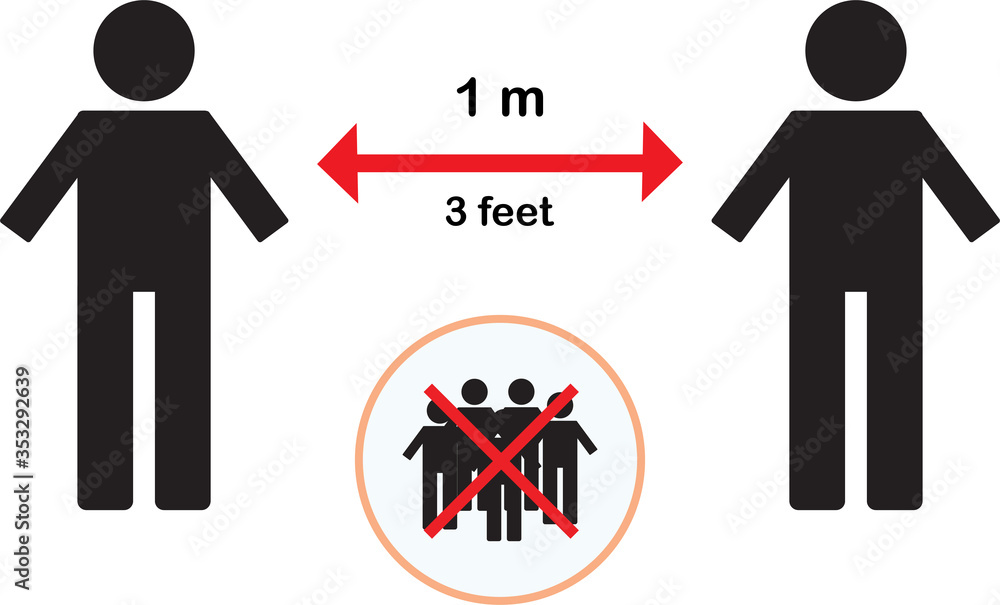 Keep distance sign. Coronovirus epidemic protective equipment ...