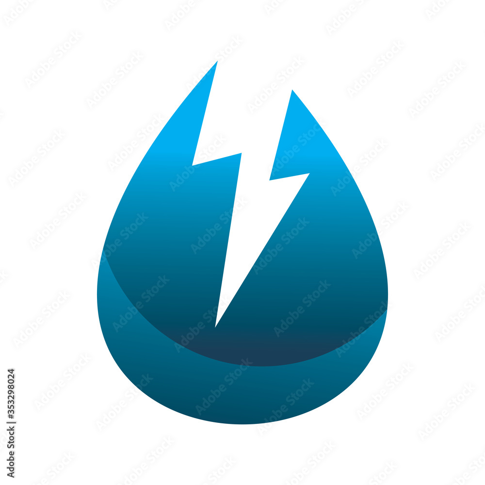 blue lightning energy power water drop blue color logo design Stock ...