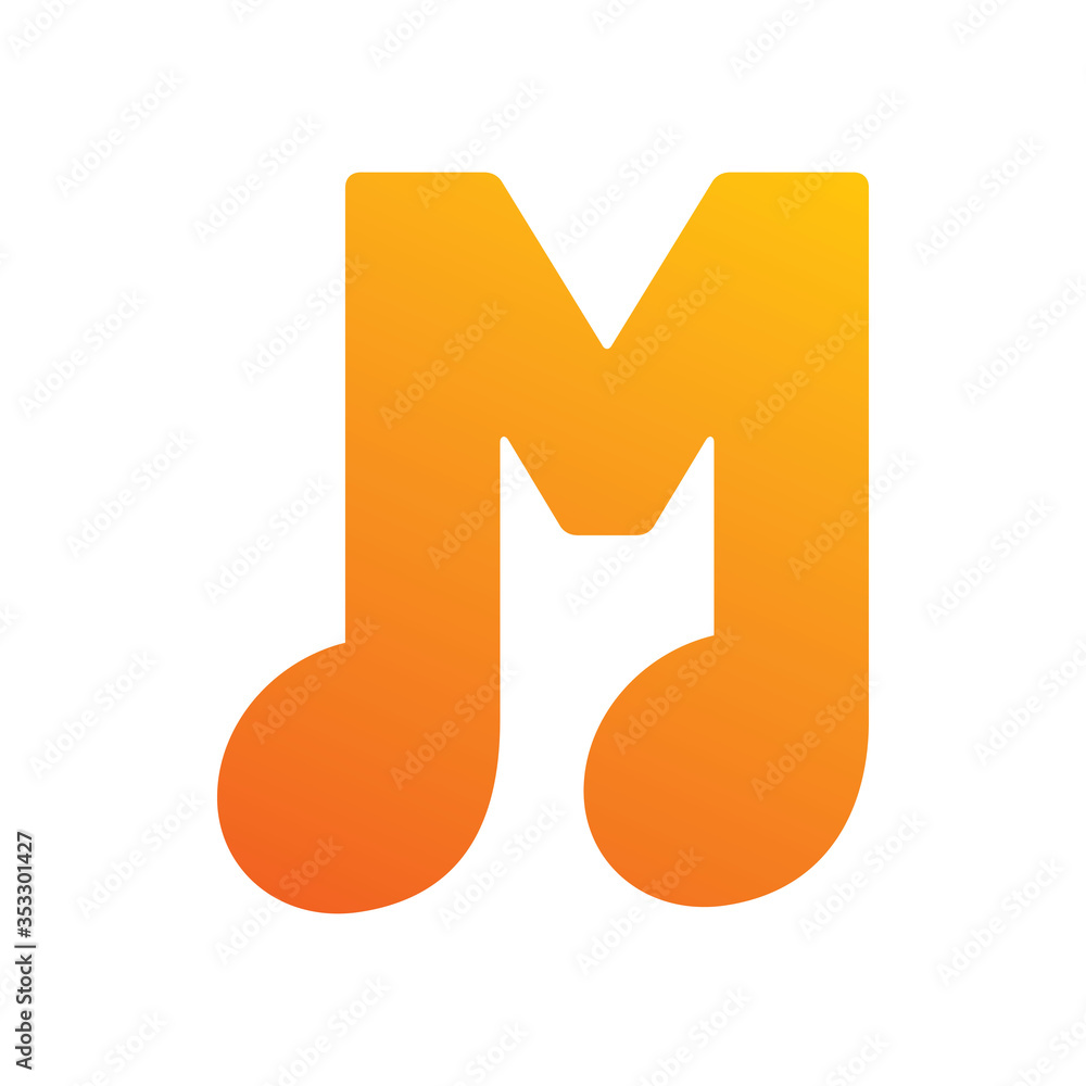 letter m music note song logo design Stock Vector | Adobe Stock
