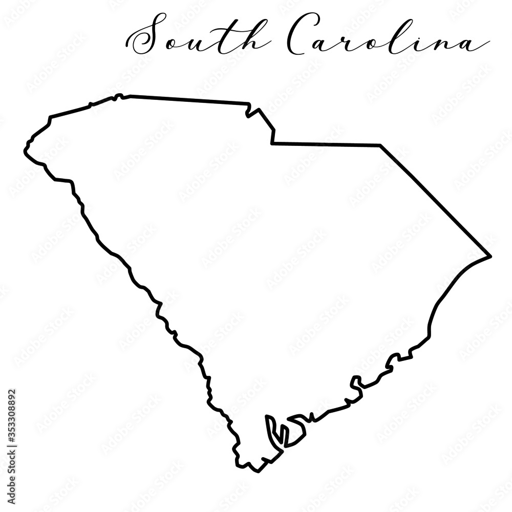 Vector high quality map of the American state of South Carolina simple ...