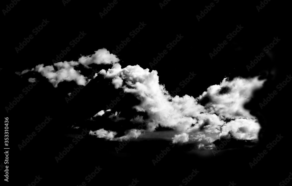 Cloud overlay effect. Abstract white clouds isolated on black ...