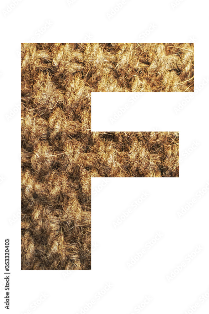 Letter " F " of the alphabet Woven jute carpet. Illustration of the ...