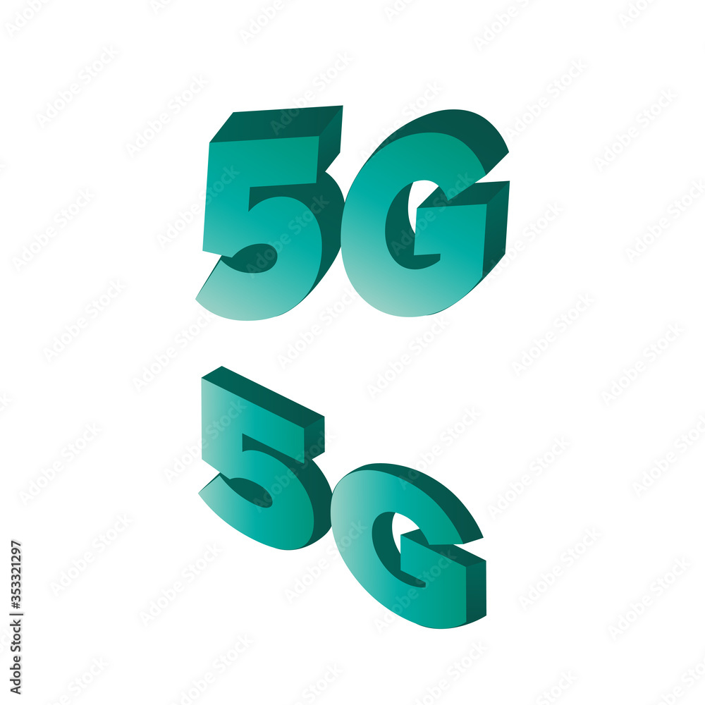 5G Logo in isometric style. Green 5G logo isolated on a white ...