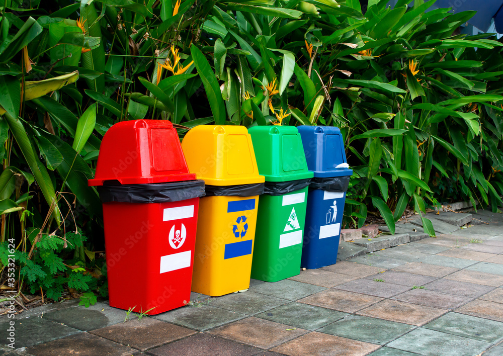 Garbage Sorting Trash Can red yellow green blue ,Household Siamese ...
